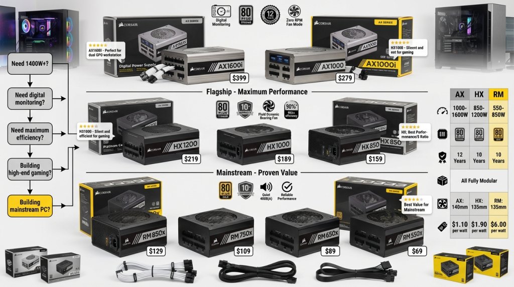PSU Brand Guide 2026 | Corsair vs EVGA vs Seasonic Comparison